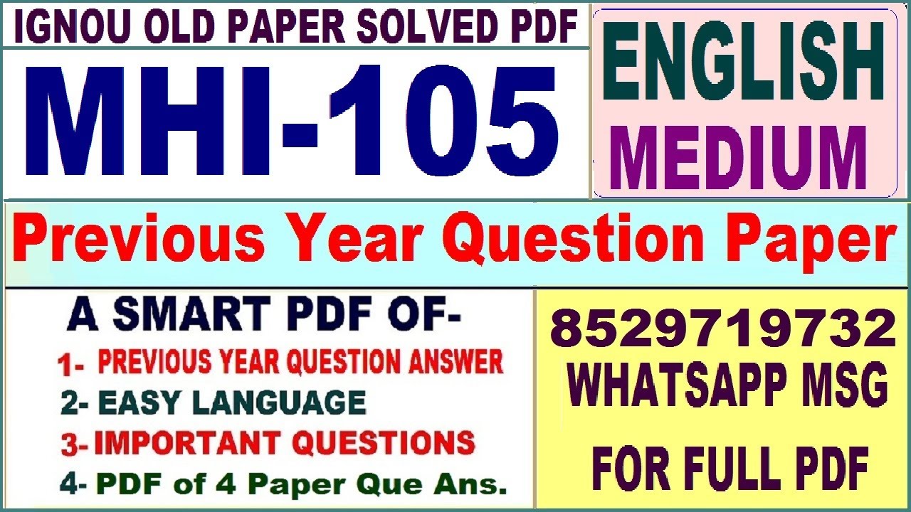 MHI 105 Previous Year Question Paper Solved in English || mhi 105 ...
