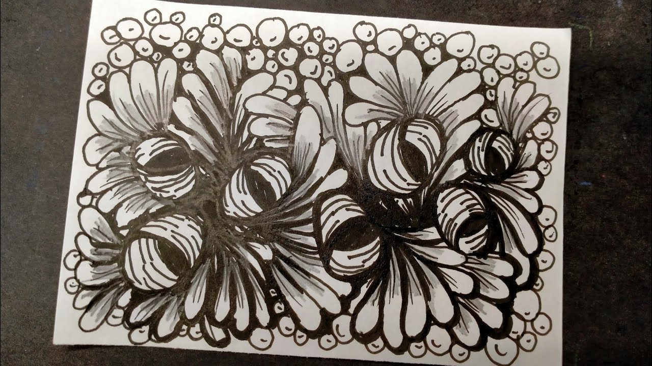 Tangle art easy patterns// butter flowers //how to draw Zentangle for ...