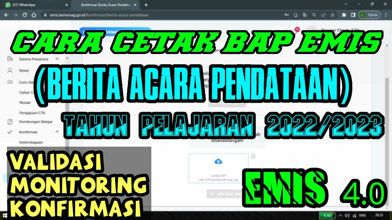 CARA CETAK BAP (BERITA ACARA PENDATAAN ) EMIS 4.0 KEMENAG I VALIDASI ...