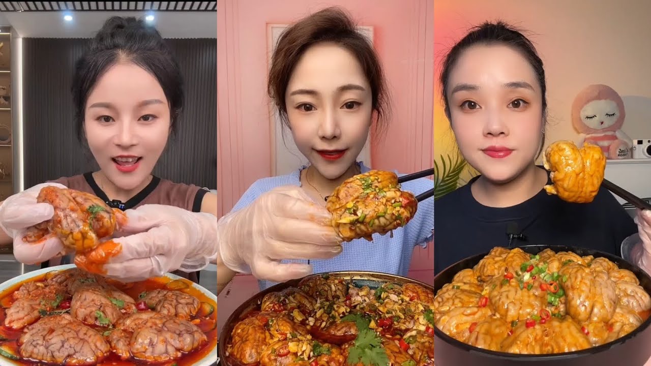 Pig Brain Eating Collection Spicy Pig Brain Eating Mukbang Asmr Eating ...