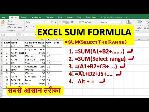SUM || SUMIF || SUMIFS || SUBTOTAL || AVERAGEA Formula in excel (हिंदी) deepguru - YouTube
