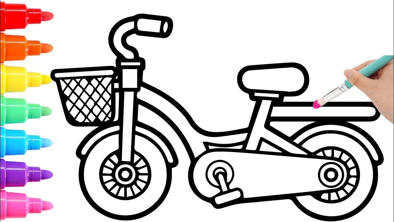 cute bike Drawing, Painting and Coloring for Kids & Toddlers_How to ...