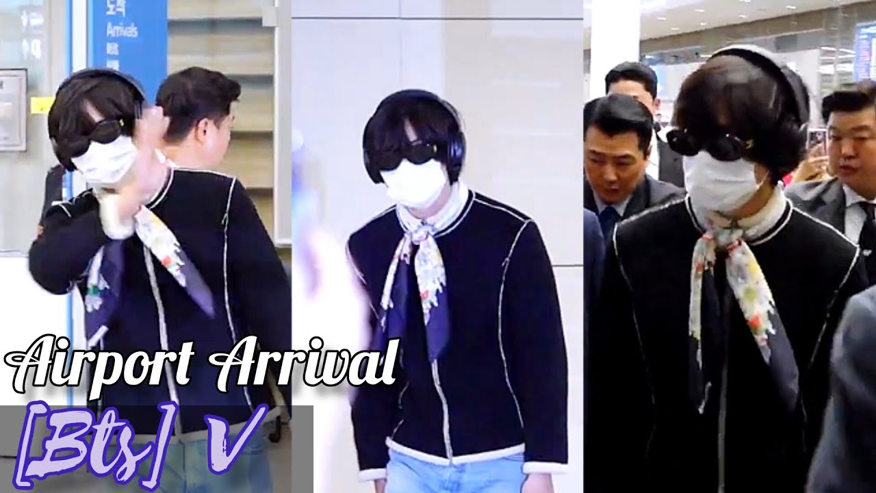 Bts V Airport arrival | kim taehyung | dancing and enjoying🐻 - YouTube