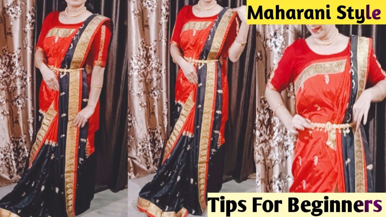 HOW TO WEAR MAHARANI STYLE SAREE DRAPING TUTORIAL 🥻🥻 FOR BEGINNERS AND ...