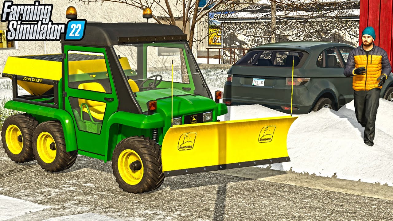 BURIED THEM IN SNOW! SIDEWALK SNOW PLOW | FARMING SIMULATOR 22 - YouTube