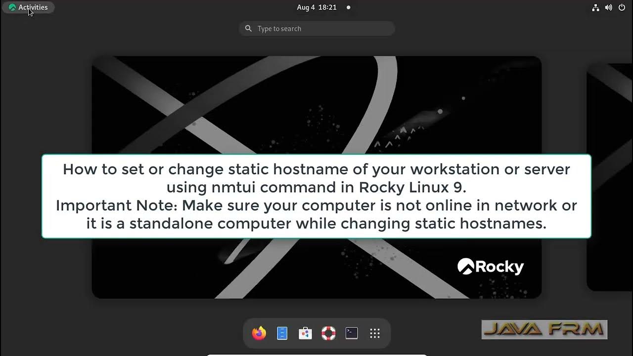 How to set or change static hostname using nmtui command in Rocky Linux 9 - YouTube