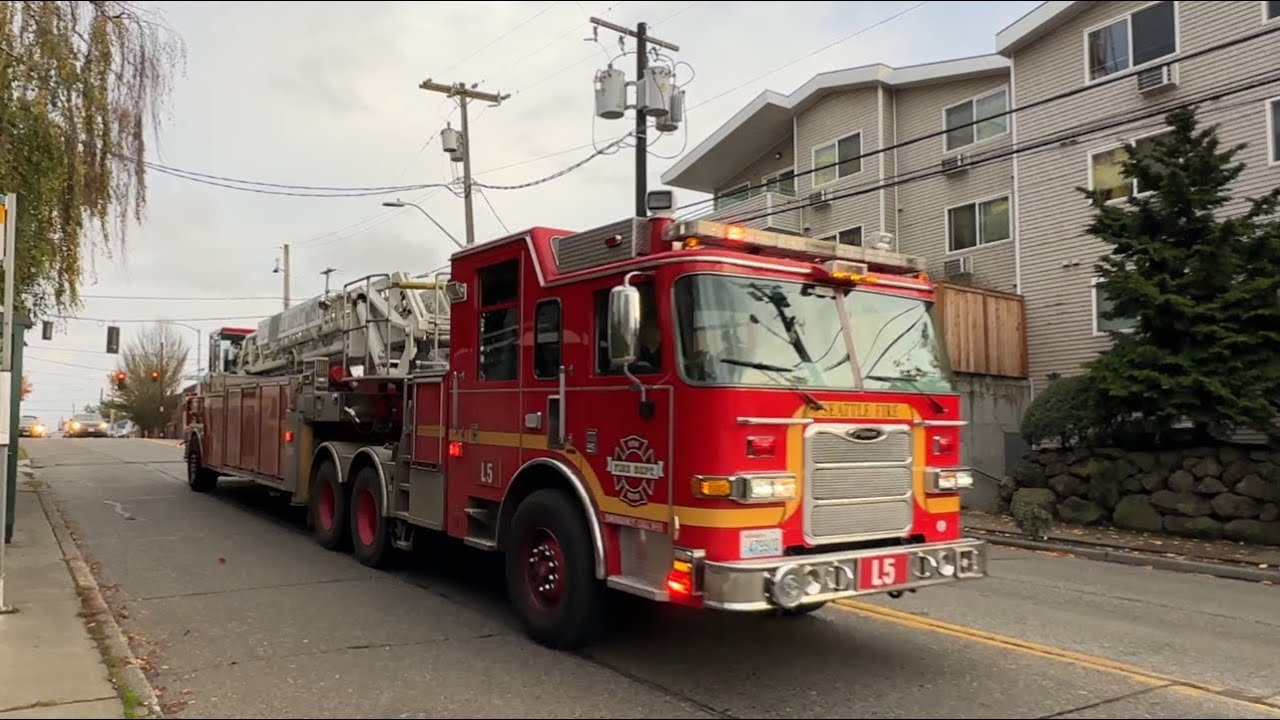 Seattle Fire Ladder 5, Engine 24, Battalion 6 and Safety 2 responding ...