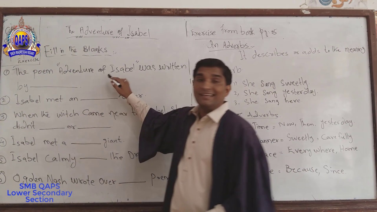 Zeeshan Bukhari, Class VII, Subject English Topic The Adventure of Isabel Questions/Answers ...