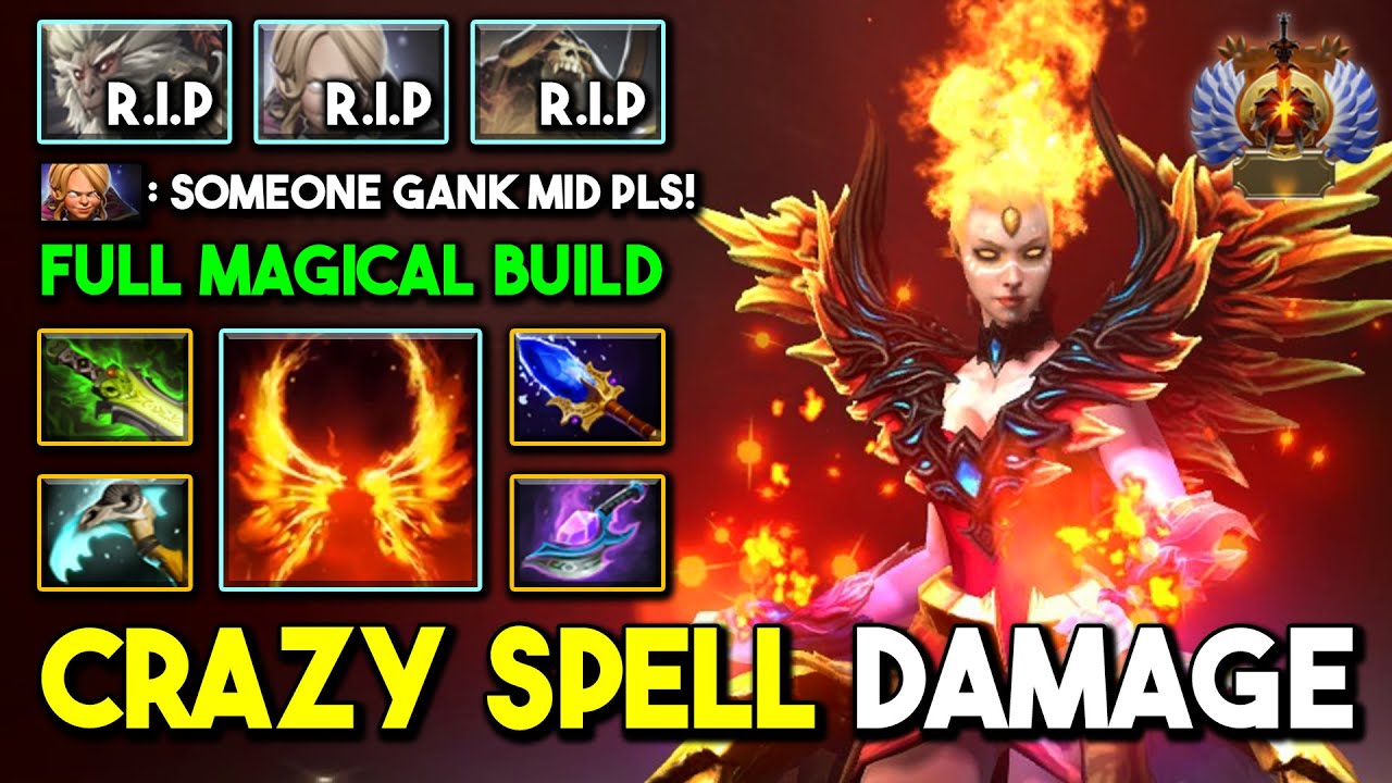 CRAZY SPELL DAMAGE MID Lina Full Magical Build 100% Dominate Invoker ...