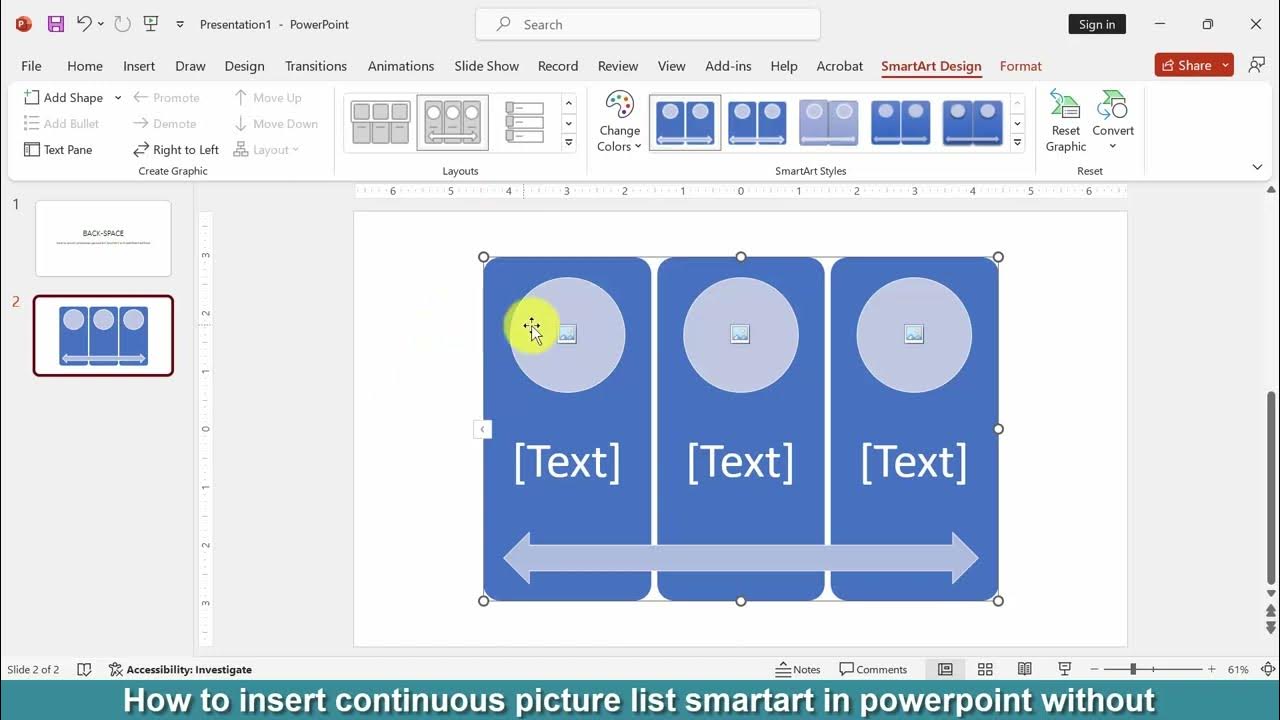 How to insert continuous picture list smartart in powerpoint without - YouTube