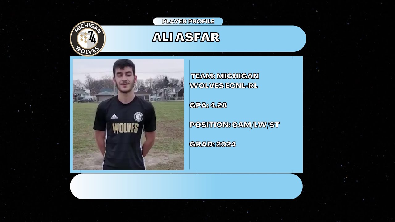 Ali Asfar (Michigan Wolves ECNL-RL, 4.28 GPA, Class of 2024) - YouTube