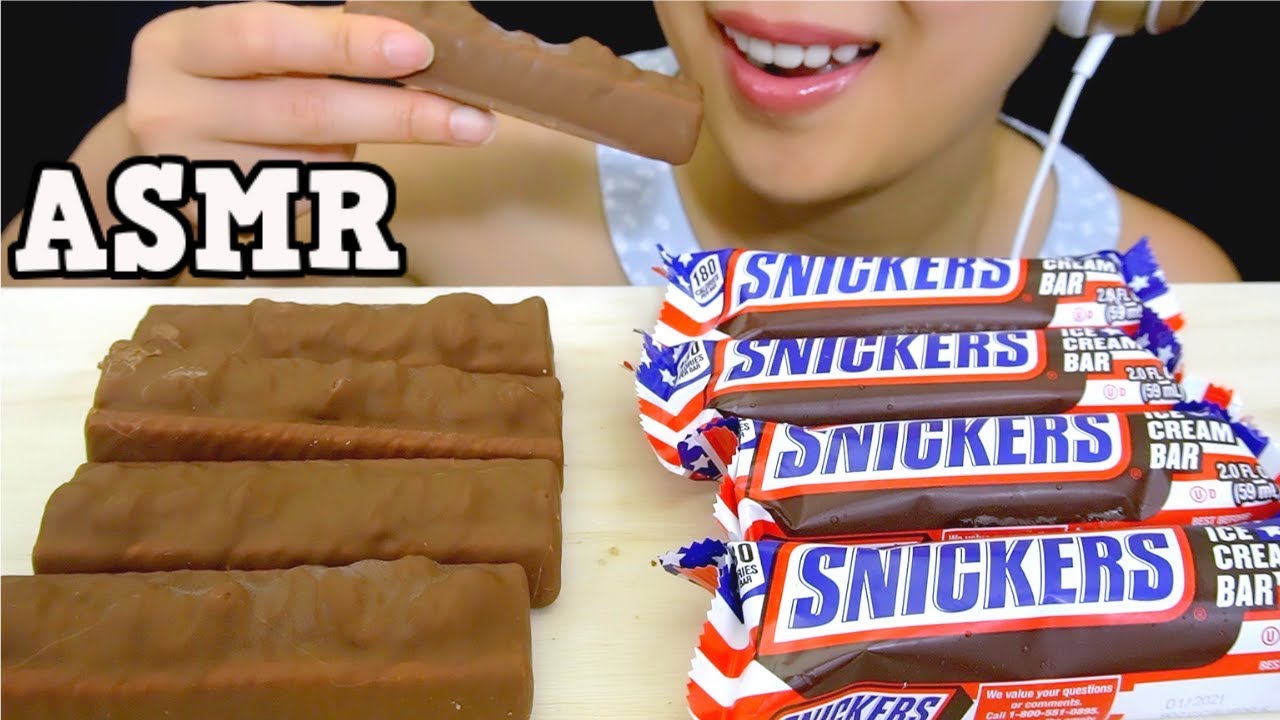 ASMR SNICKERS ICE CREAM BARS l COLLAB with Songbyrd ASMR | Eating ...