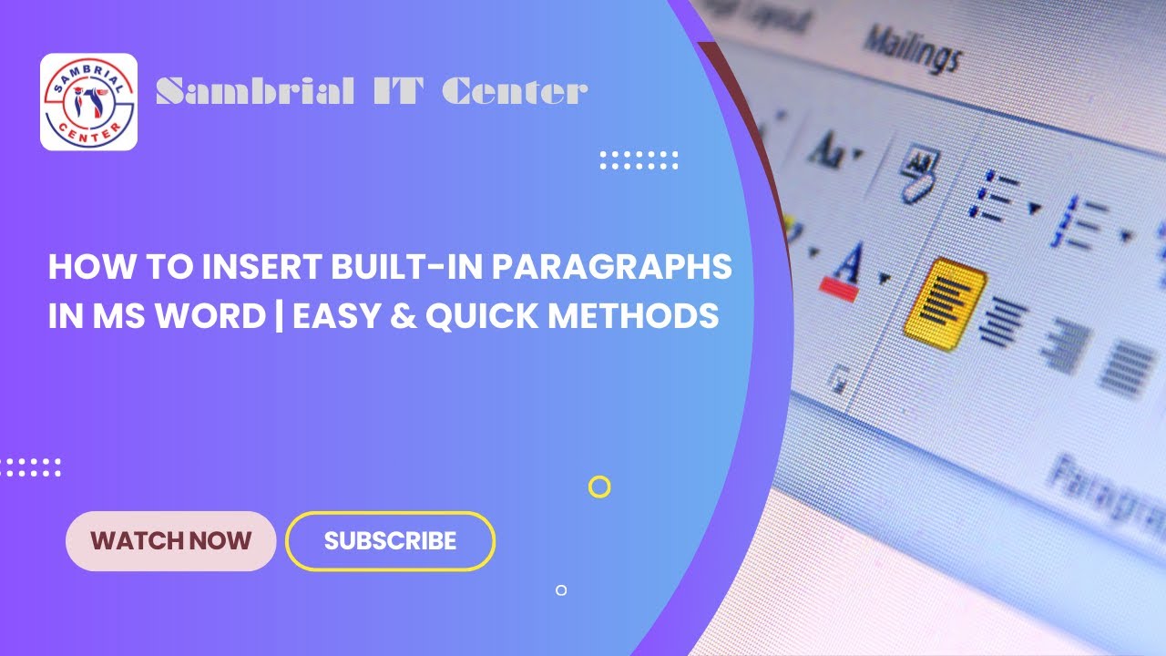 How to Insert Built in Paragraphs in MS Word | Easy & Quick Methods ...