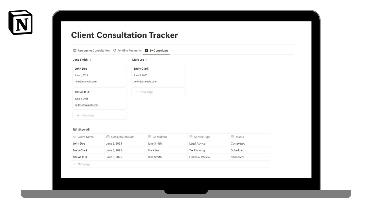 Client Consultation Tracker | How to track client consultations in ...