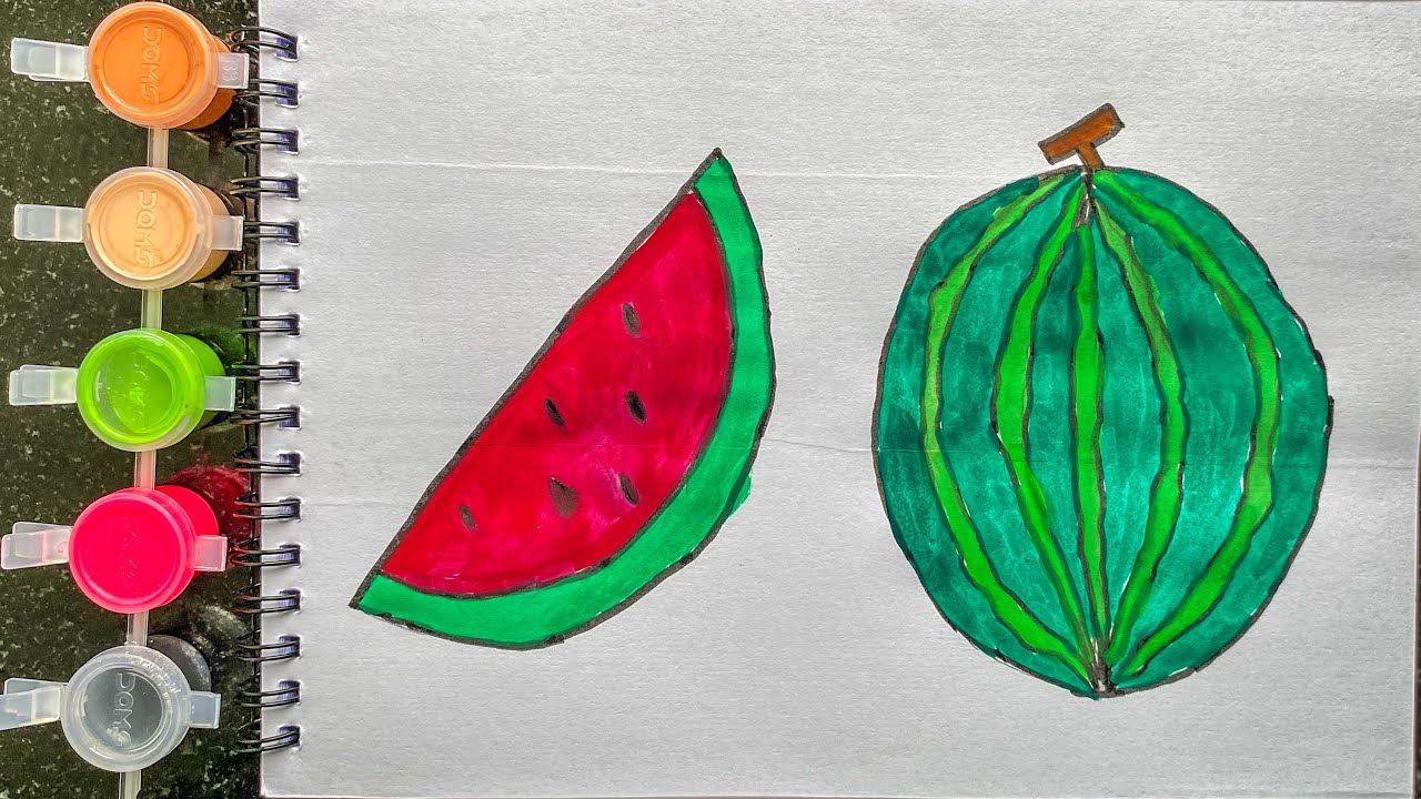 How to draw watermelon,Drawing,Painting and Coloring for Kids,Toddlers ...