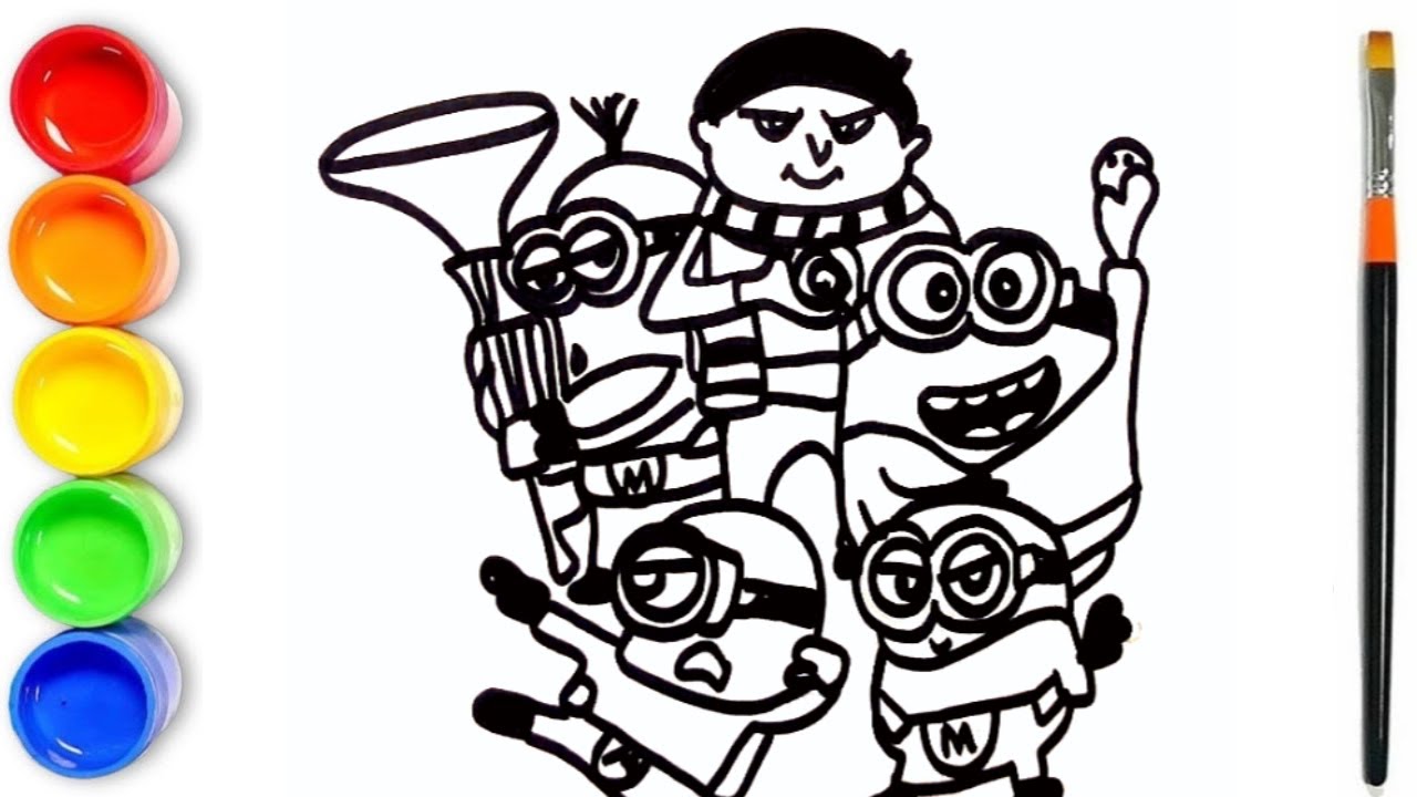 How to draw Minions From Despicable Me | How to draw Gru Despicable Me ...