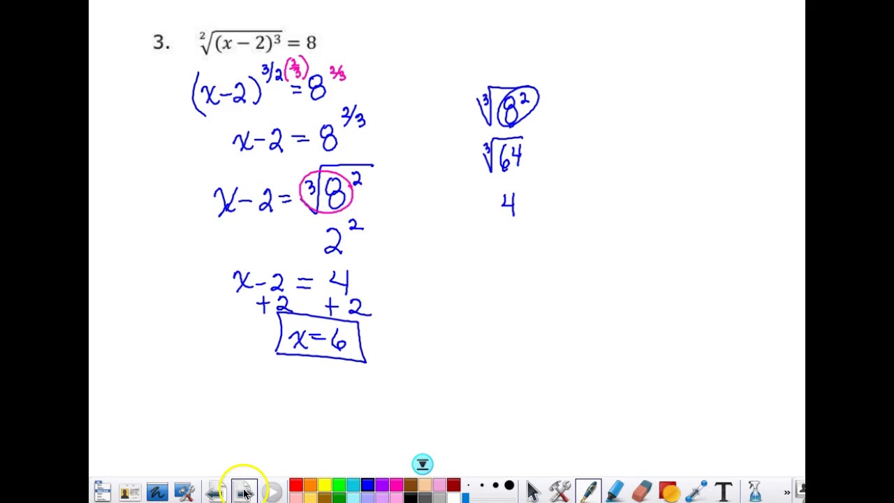 ISN 8-5 Solving Rational Exponent Equations - YouTube