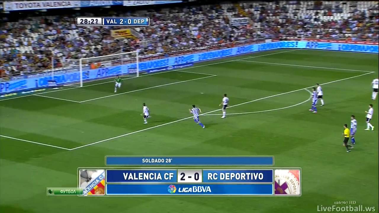 soldado valencia - deportivo 2-0 - YouTube