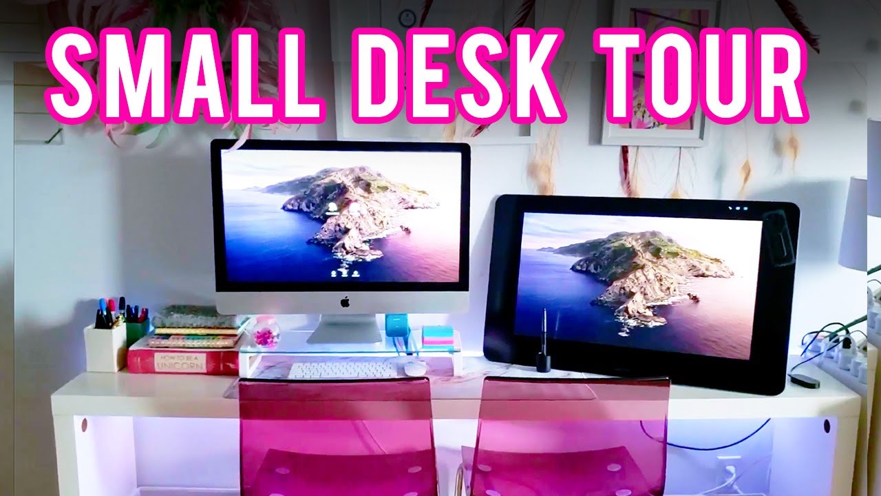 DESK TOUR | Small Desk Organization/Set up Ideas |Graphic Designer and ...