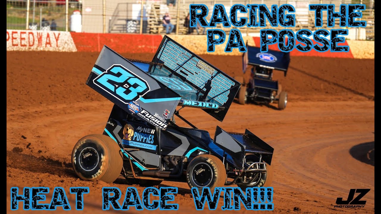 "SMACKED THE WALL" 410 SPRINT CAR HEAT WIN AND CRAZY FEATURE WITH PA ...