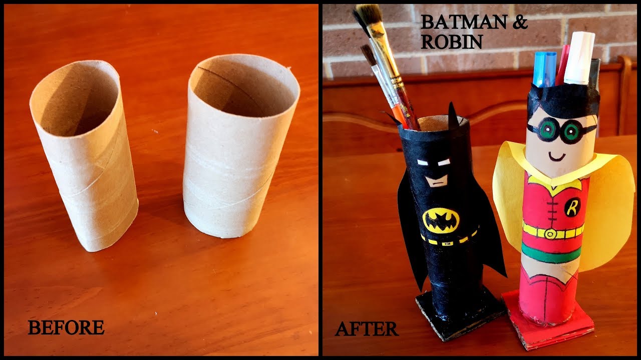 how to make batman using tissue roll | robin using tissue roll | batman ...