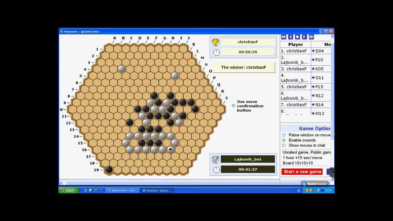 Havannah Challenge round 7 Christian Freeling - Lajkonik 2 - 1 - YouTube