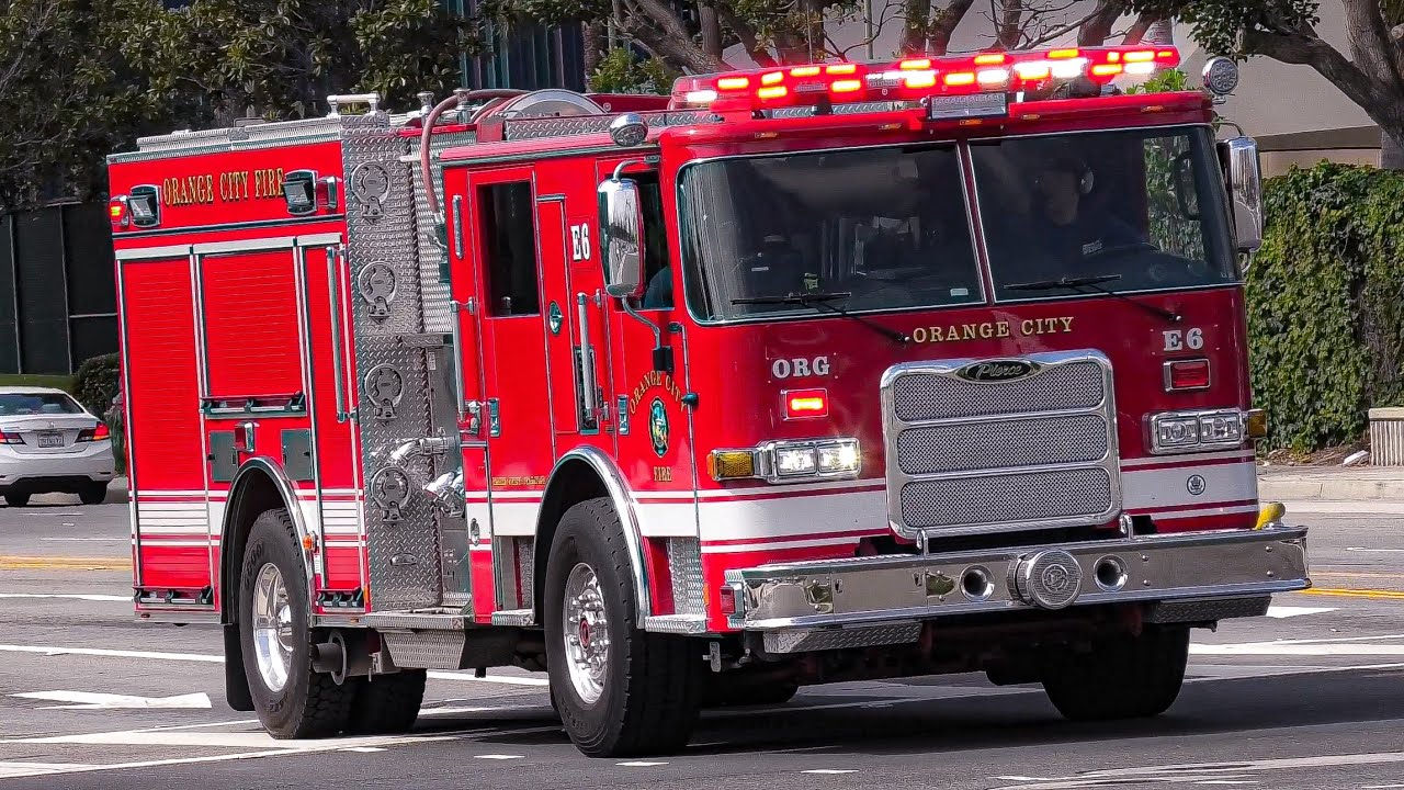 Orange City Fire Dept. Engine 6 & Rescue 6 Responding - YouTube