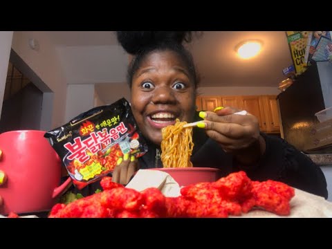 ASMR HOT CHEETOS w/ SPICY NOODLES *samyang* MUKBANG |vickey cathey ...