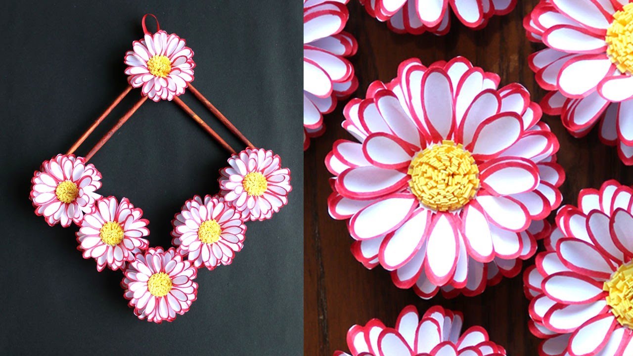 Paper Flower Wall Hanging- Easy Wall Decoration Ideas - Paper Craft ...