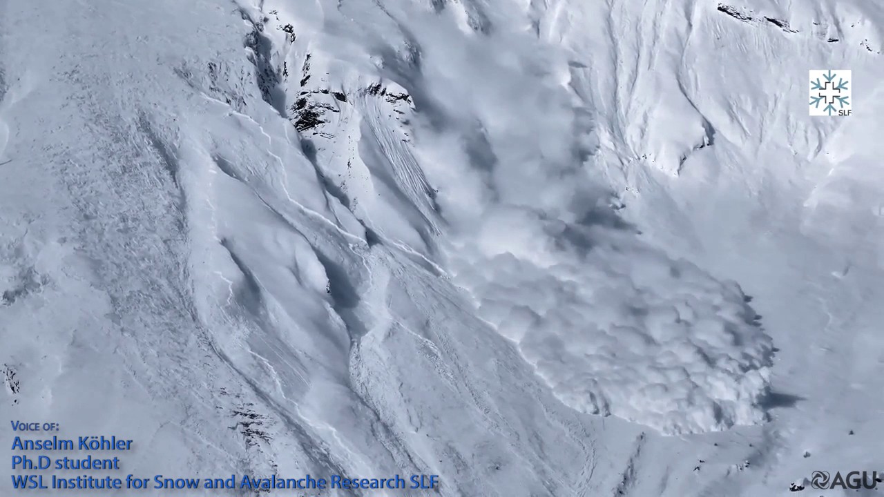 Artificially-triggered avalanche plunges down a mountainside - YouTube