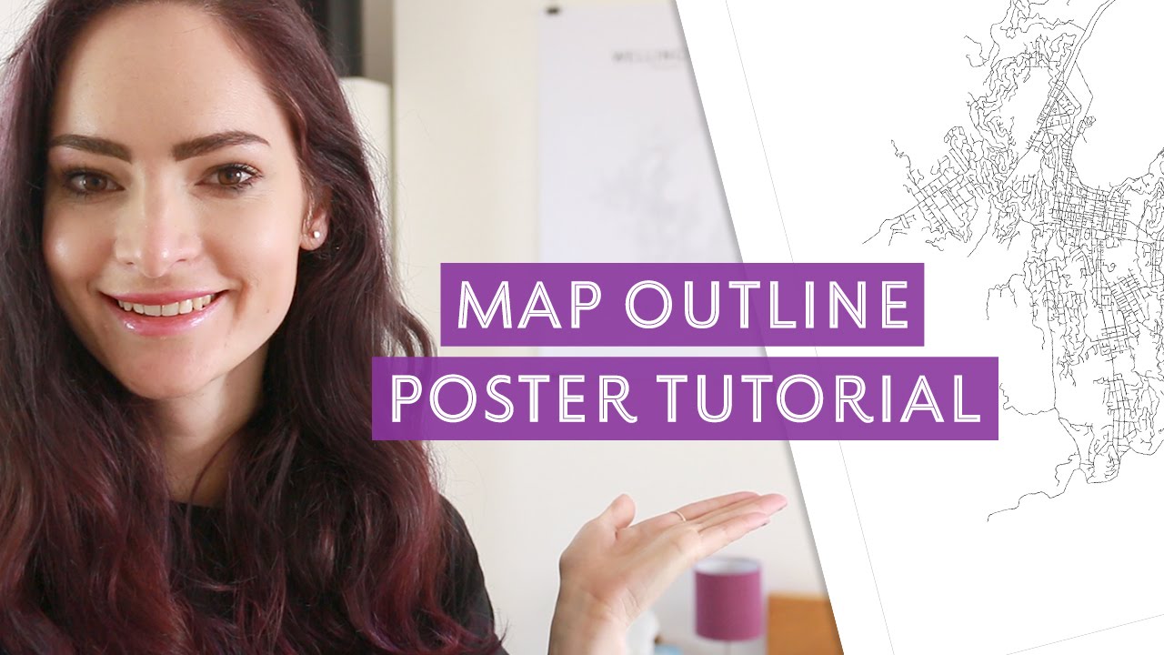 Map outline poster Illustrator tutorial - DIY GIFT IDEA | CharliMarieTV ...