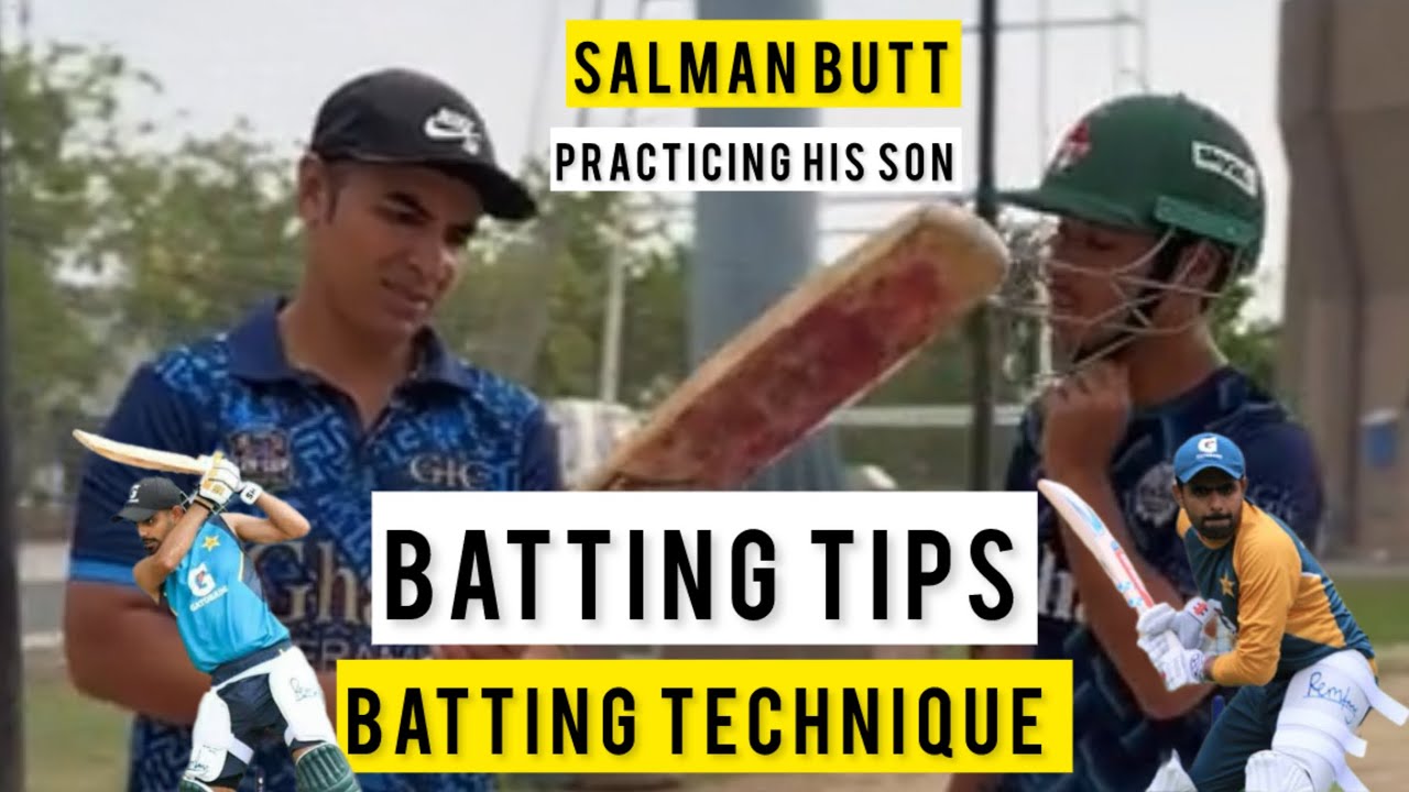 Salman Butt Practice his Son | Batting Tips | Batting Technique - YouTube