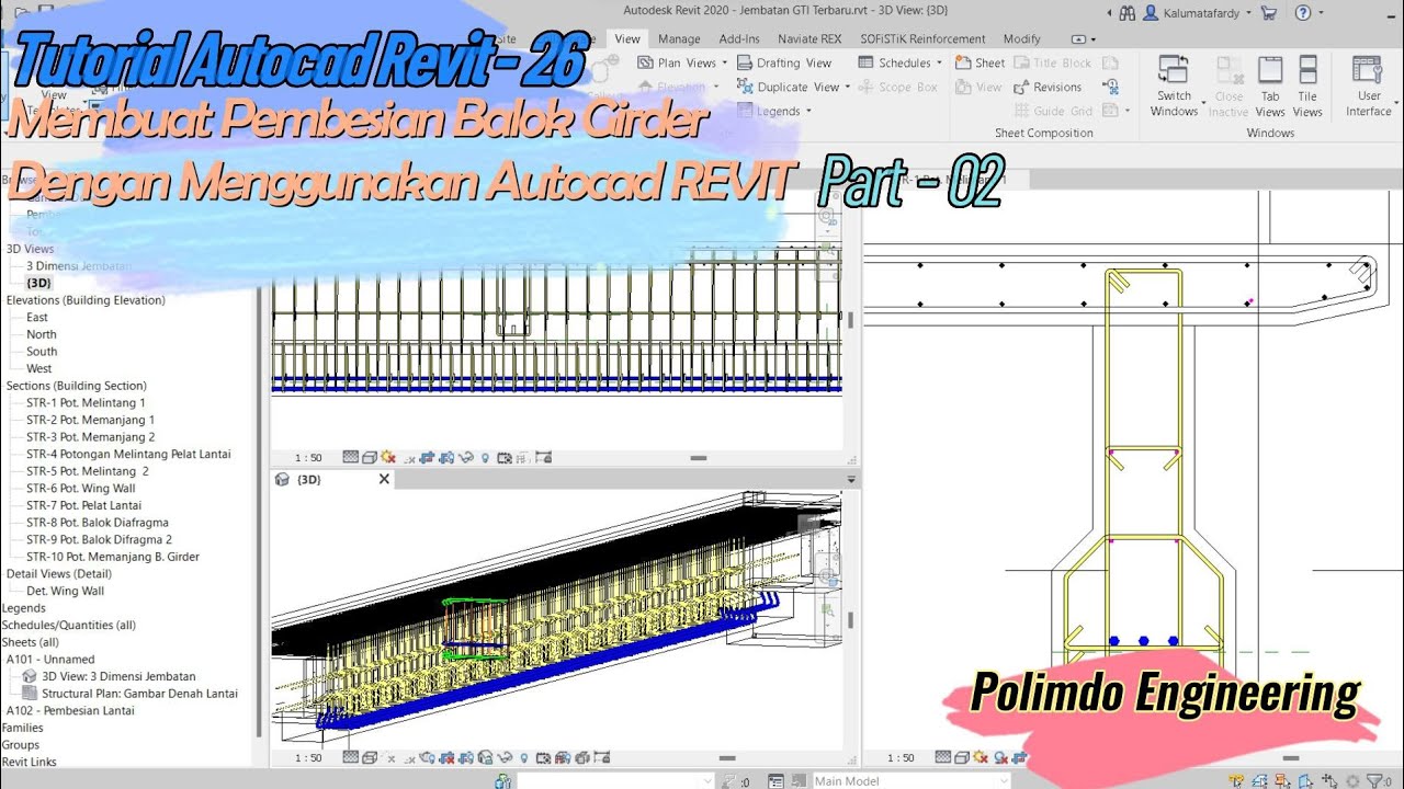 Tutorial Autocad Revit 22 Membuat Pembesian Wing Wall