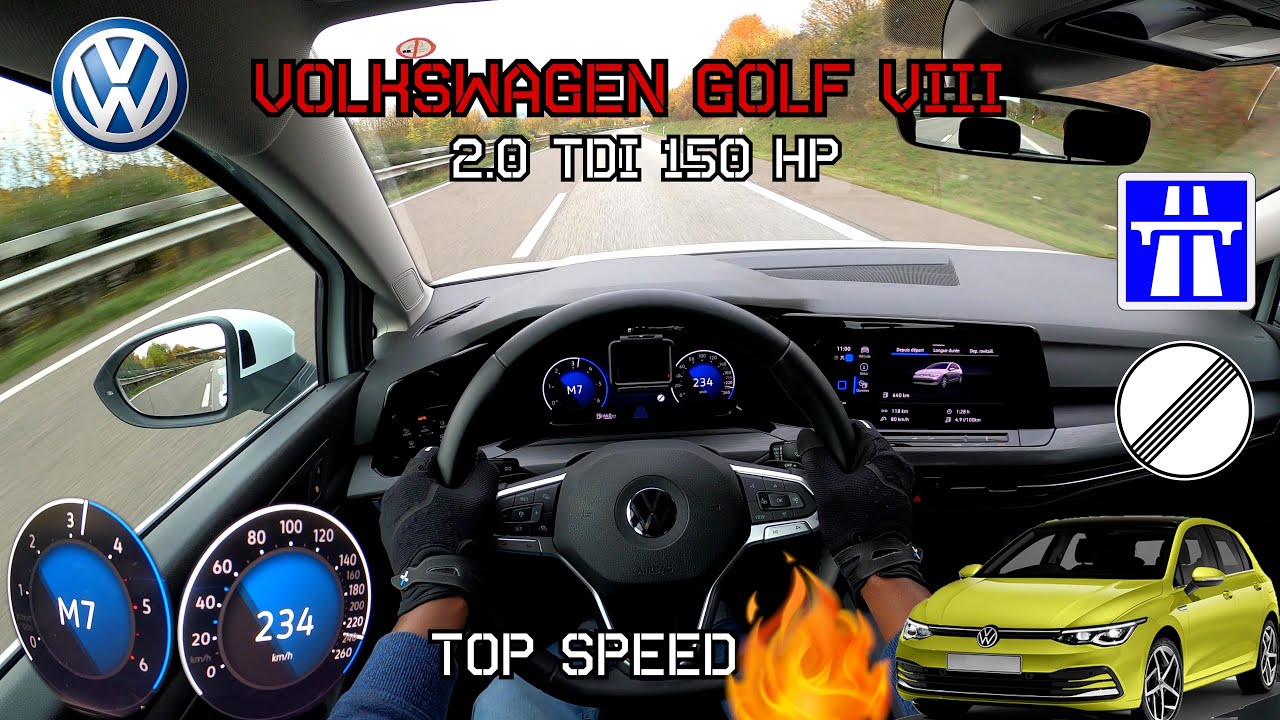 VW Golf VIII 2.0 TDI 150 PS TOP SPEED AUTOBAHN DRIVE POV - YouTube