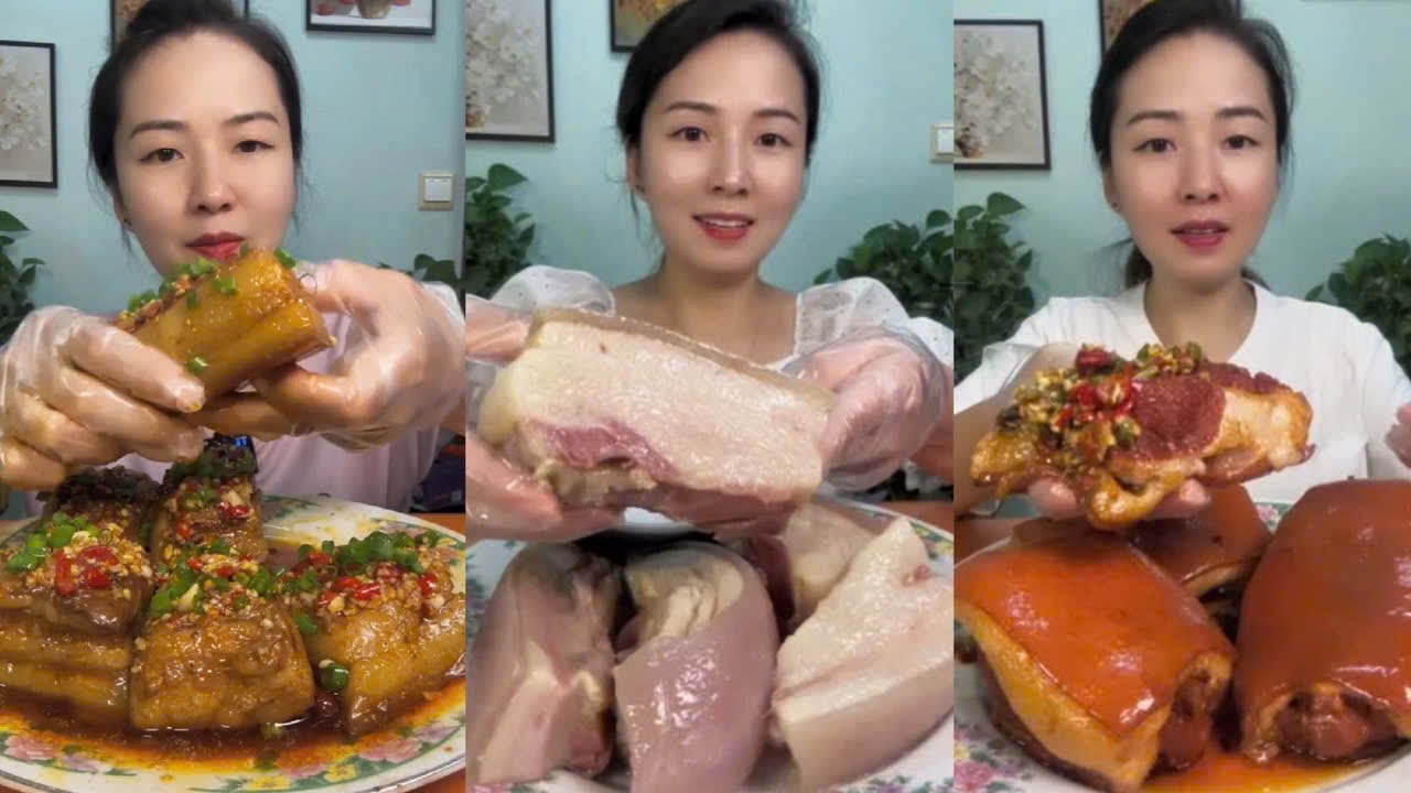Mukbang Yang Zai Food | Eat White Smoked Pork Belly Spicy Braised Pork ...