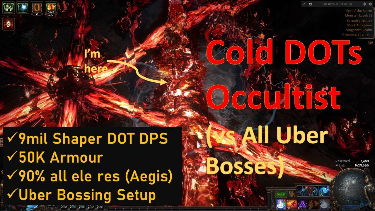 [POE 3.19] Low-Life Cold DOTs Occultist (all Uber Bosses, 9mil DOT DPS, tanky, 90% all ele res ...