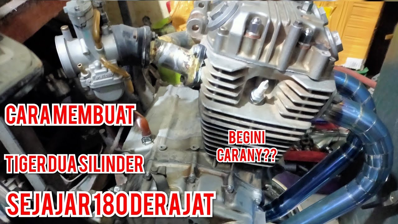 Membuat mesin tiger dua silinder sejajar 180 derajat part 6 - YouTube