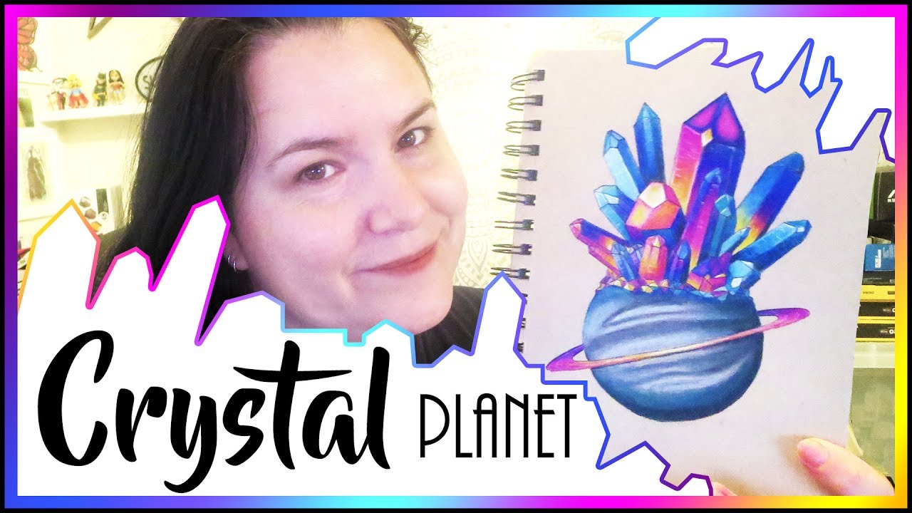 Crystal Planet COLOURED PENCIL DRAWING speedpaint timelapse - YouTube