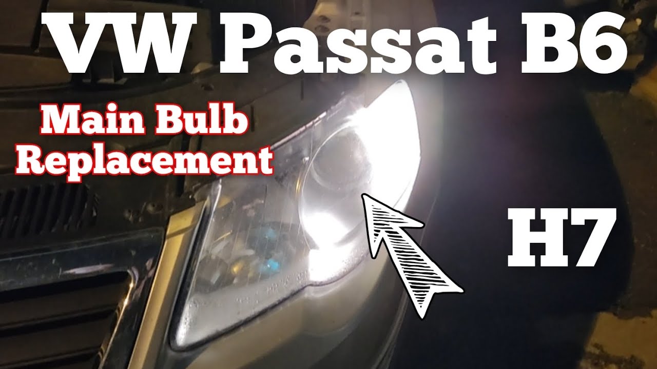 VW Passat B6 Headlight Bulb Replacement Main Beam H7 - YouTube