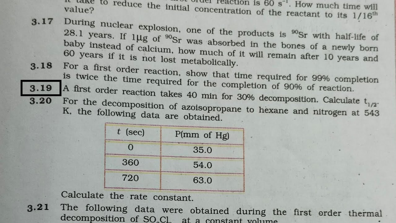 a first order reaction take 40 minutes for 30% decomposition .calculate ...