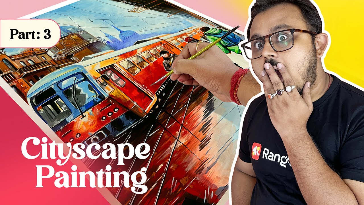 Cityscape painting Poster colour | Part:3 | How to make a poster colour ...