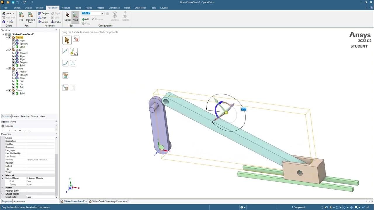 ANSYS SpaceClaim Assemble Mechanism - YouTube