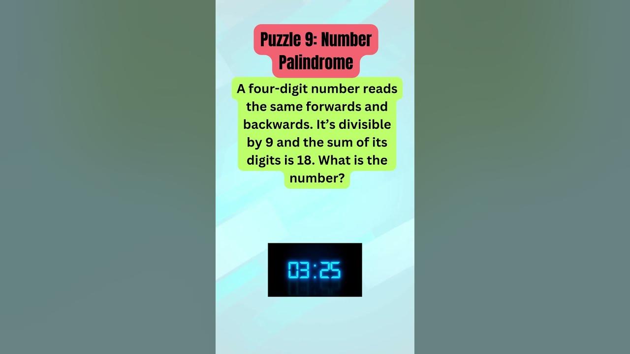 Puzzle 9 | Number Palindrome | Mathematical Puzzles #quizgames #trivia #puzzle #quiz #riddles ...