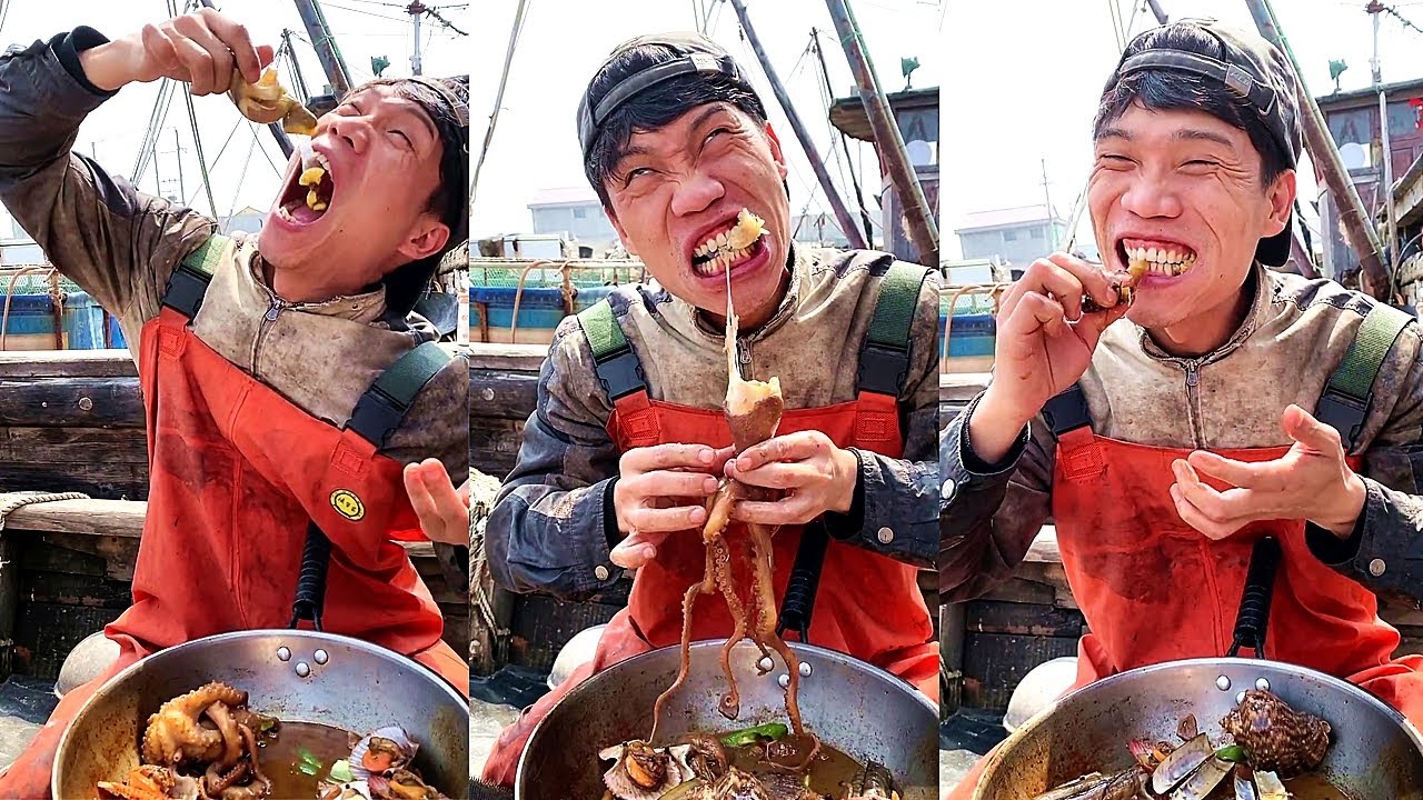 Fishermen eating seafood dinners are too delicious 666 help you stir ...
