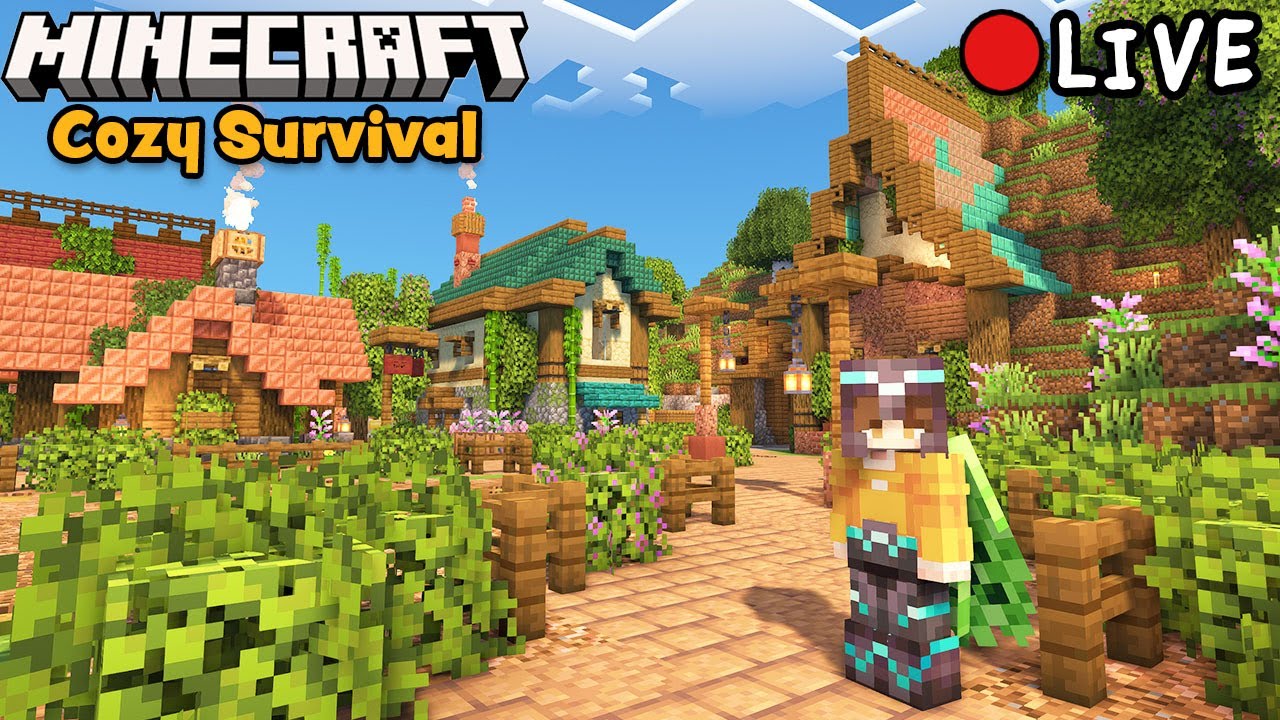 Chill Base Decorating and Working on Our Cottagecore Town - Minecraft ...