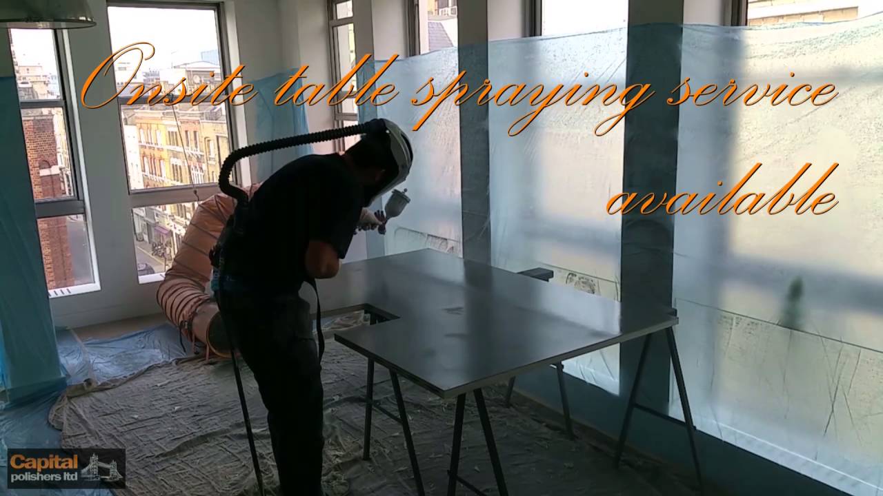 Onsite table spraying London - Spray painting vinyl laminated furniture ...