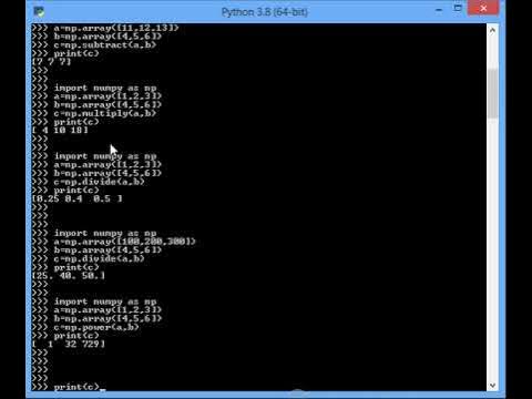 29-arithmatic operator on numpy - YouTube