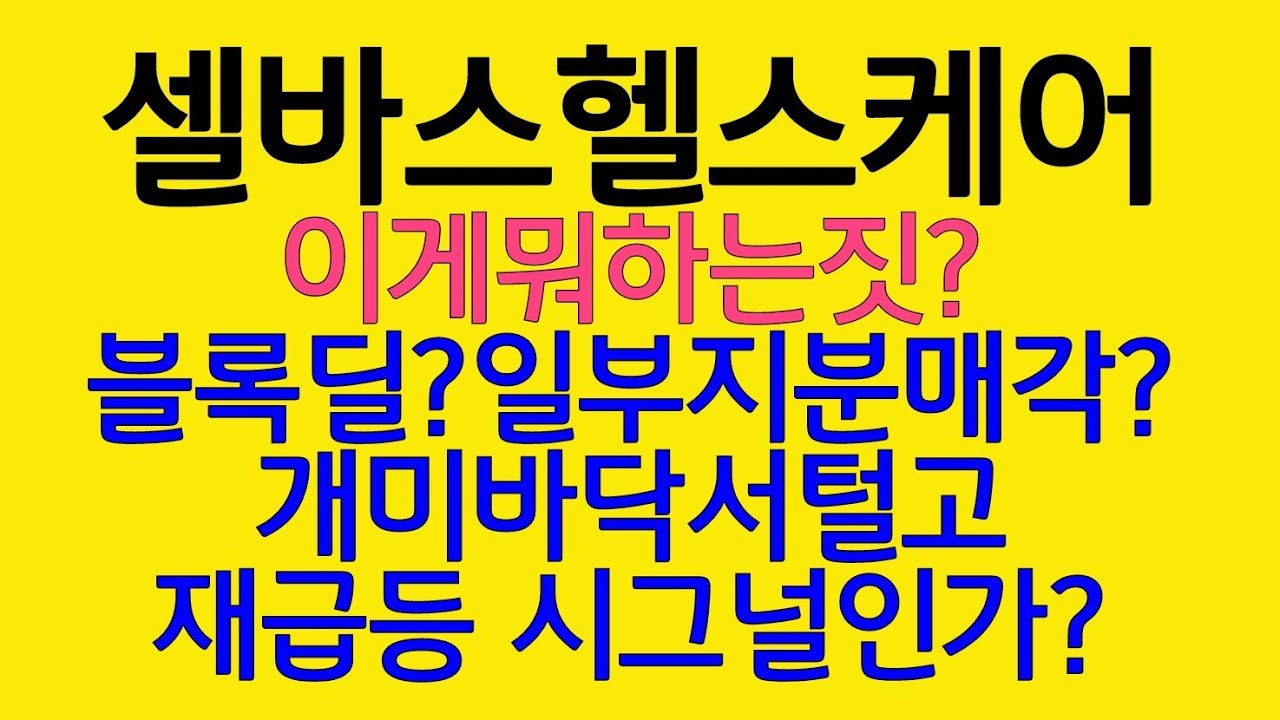 셀바스헬스케어 블록딜 지분일부매각 개미털기후반등하나 셀바스헬스케어 차트분석 셀바스헬스케어 종목진단 셀바스헬스케어 주가