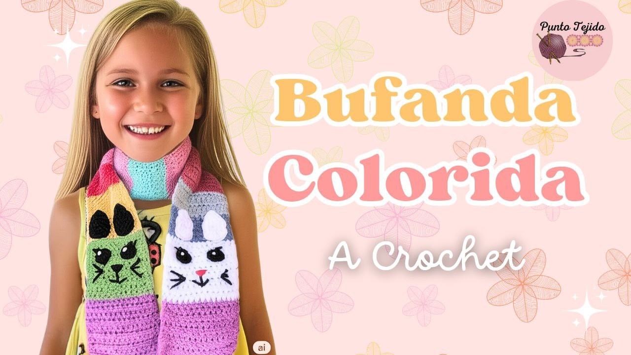 Bufanda colorida tejida con sobrantes de lana a crochet para niños 👧🏻🧶# ...