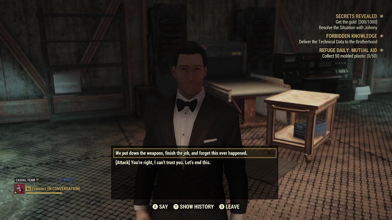 Fallout 76 Sparing Johnny After His Betrayal - YouTube